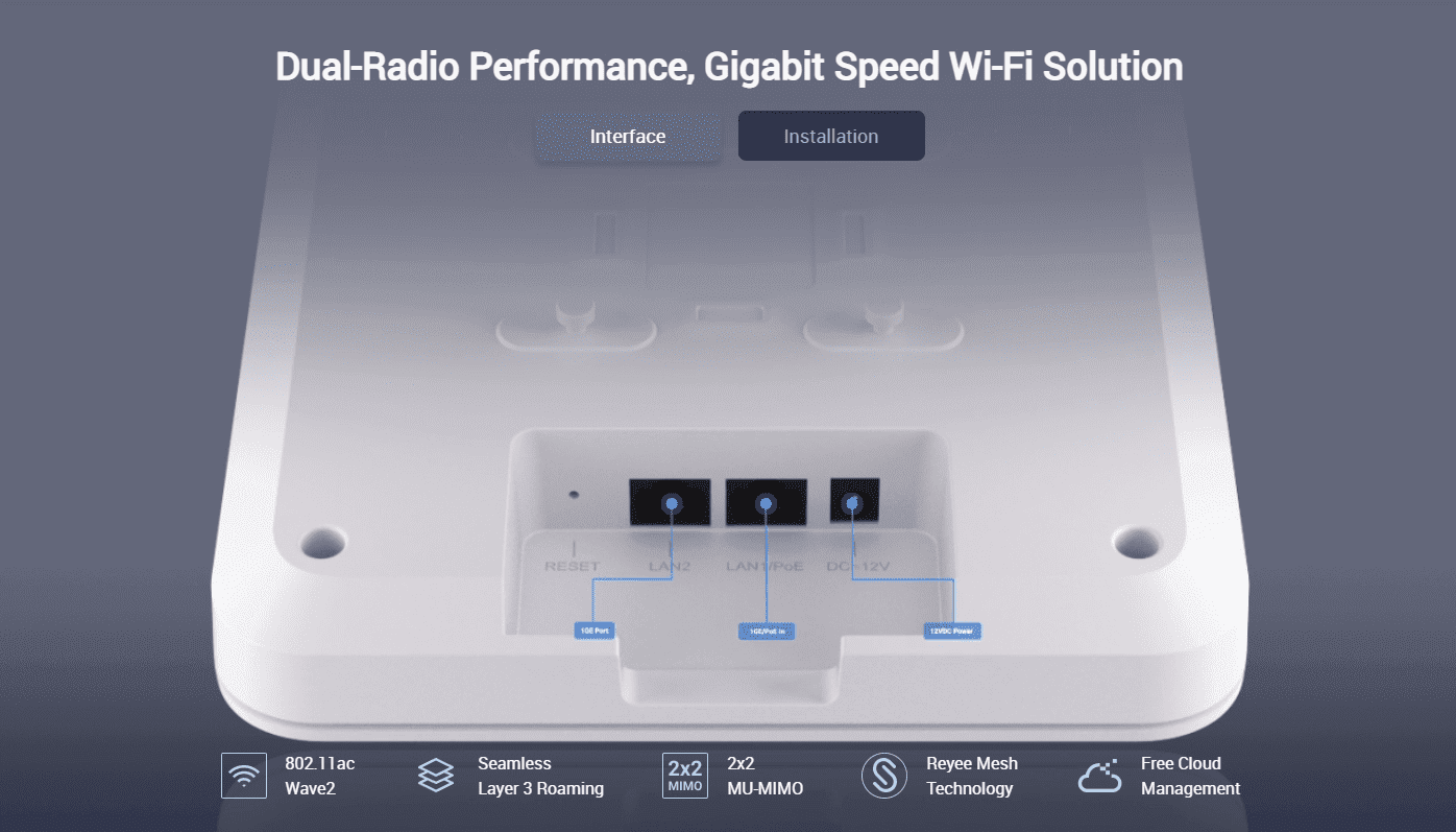 Ruijie Reyee RG-EST350V2 Wireless Bridge, 5GHz Dual-stream 802.11ac up ...
